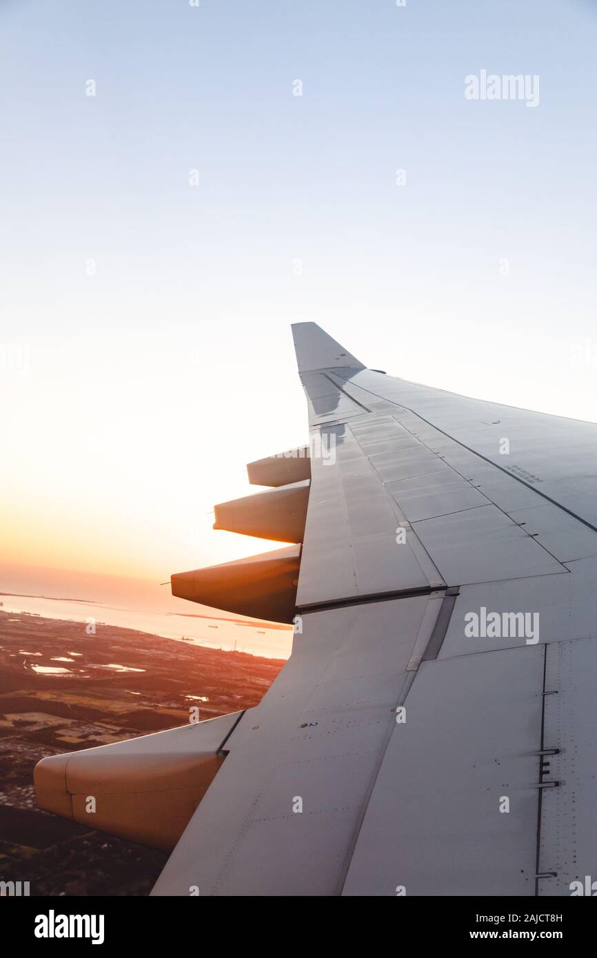 Passenger seat view during sunset Stock Photo - Alamy