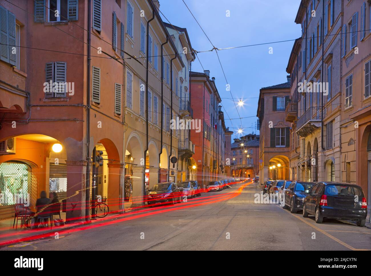 Modena - Thethe street of old town at dusk Stock Photo - Alamy