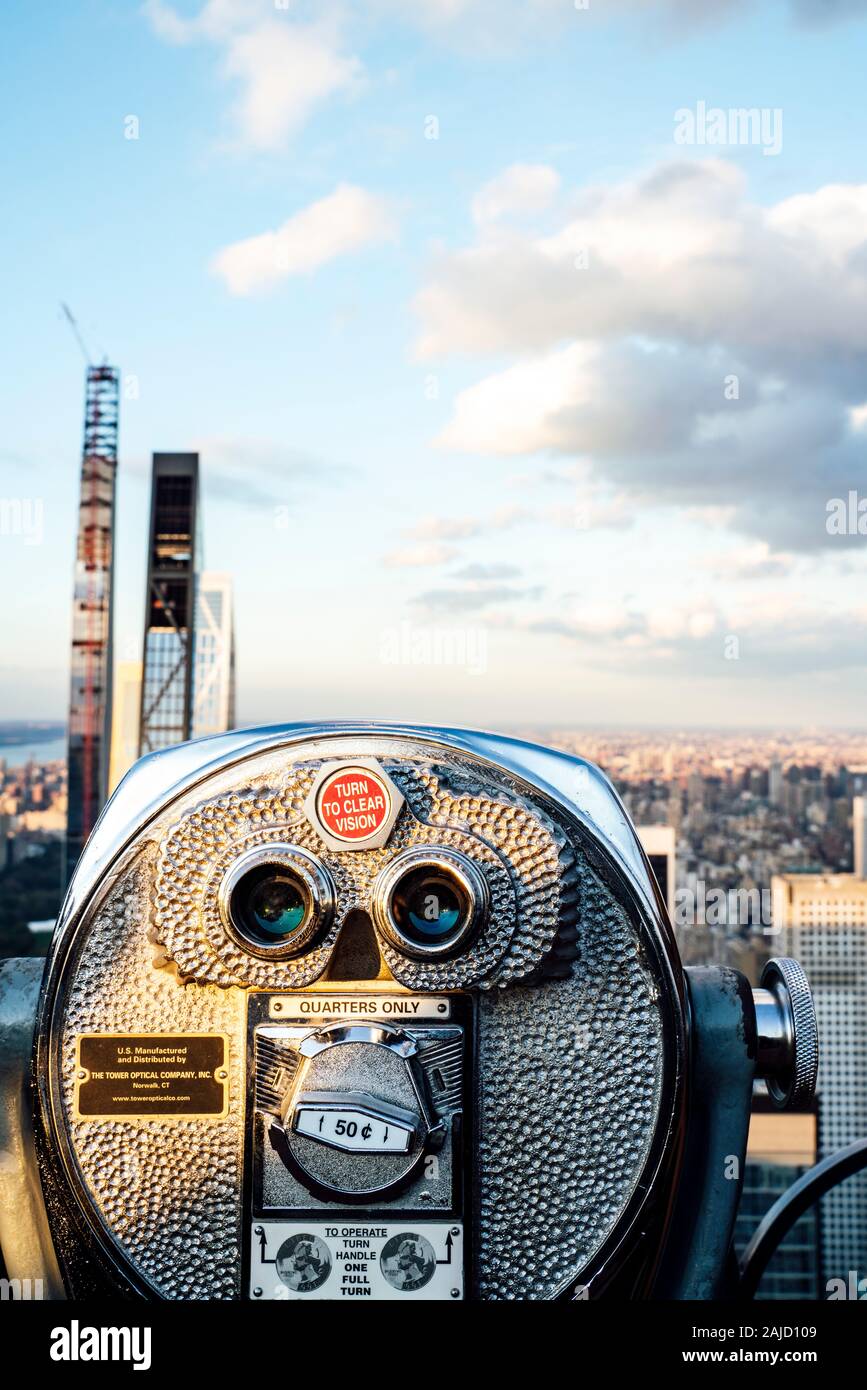 View of the New York skyline from the Top of the Rock building Stock ...