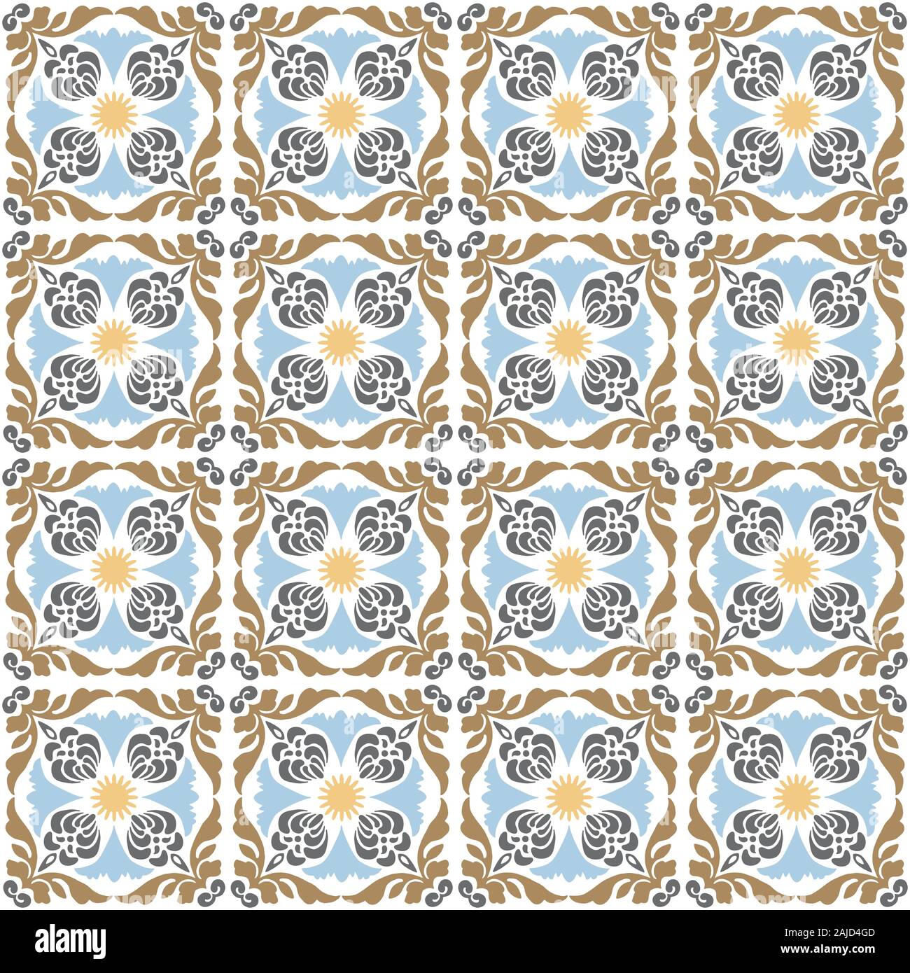 Flower ornamental tile pattern seamless repeat background Stock Photo ...
