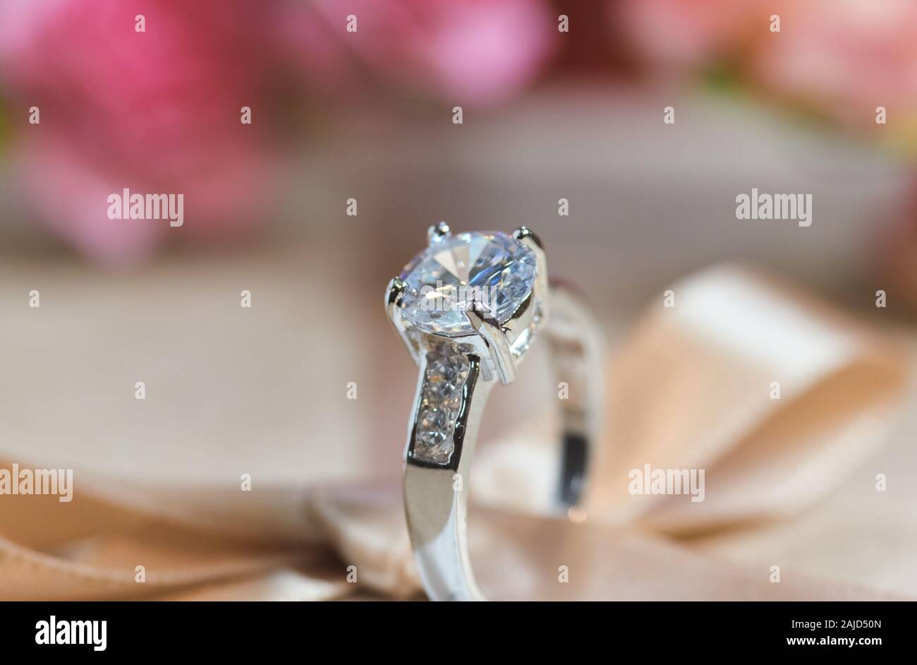 Close-up view of a diamond ring Stock Photo - Alamy