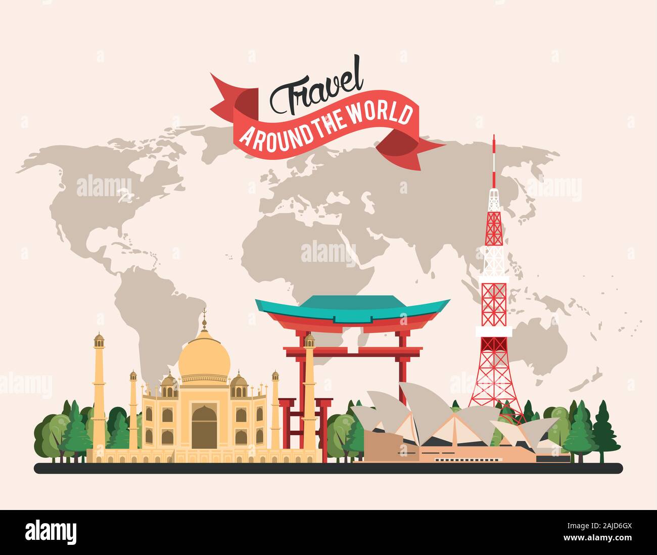 travel around the world design with set monuments Stock Vector Image ...
