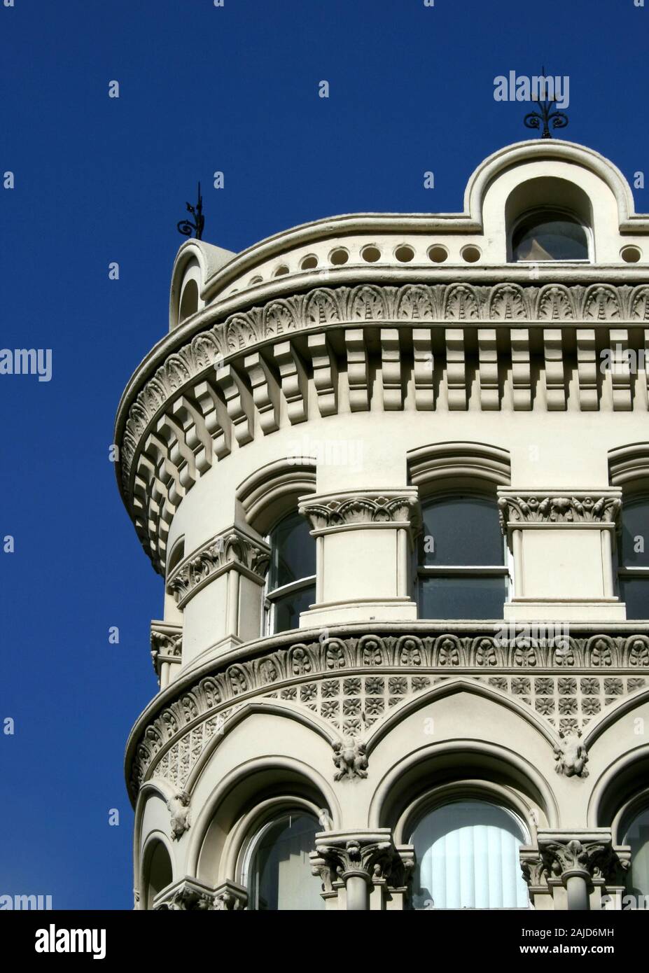 White facade part on old medieval building Stock Photo - Alamy