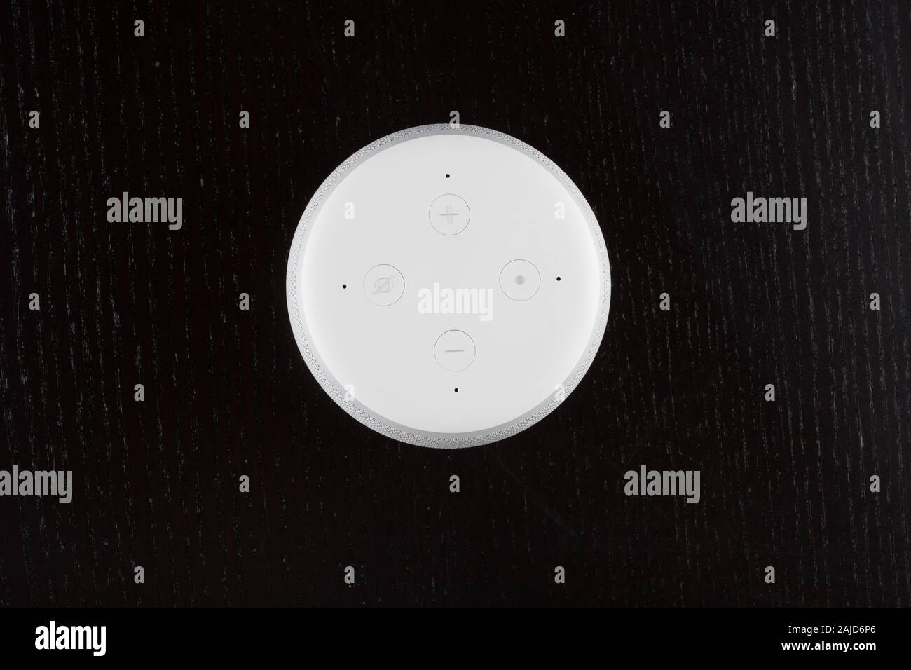 white digital voice assistant on a black background Stock Photo - Alamy