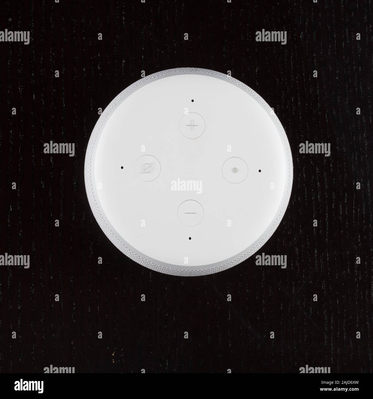 white digital voice assistant on a black background Stock Photo - Alamy