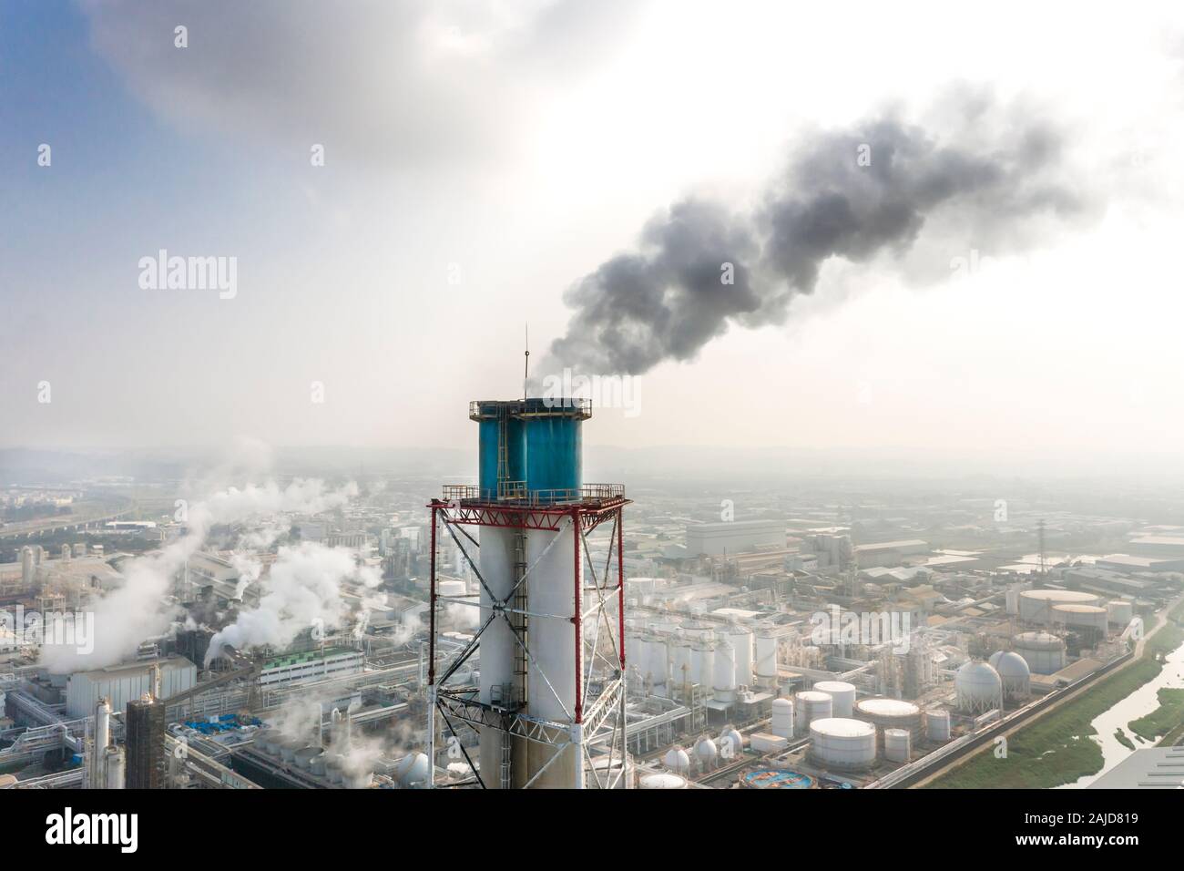 Aerial view smoking chimney factory hi-res stock photography and images ...