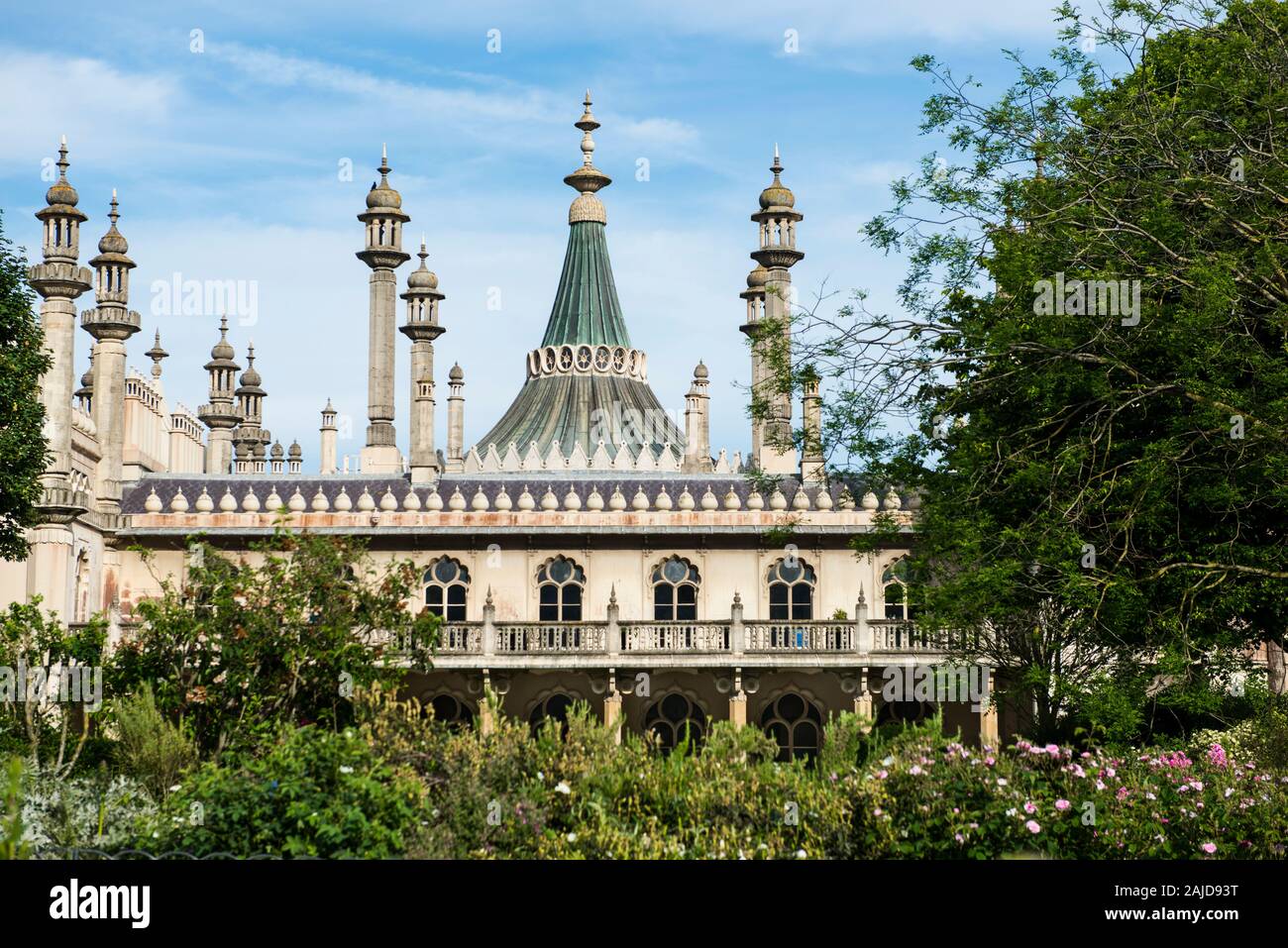 Brighton Palace Royal Pavilion. Copper Coned roof & minarets. Scalloped ...