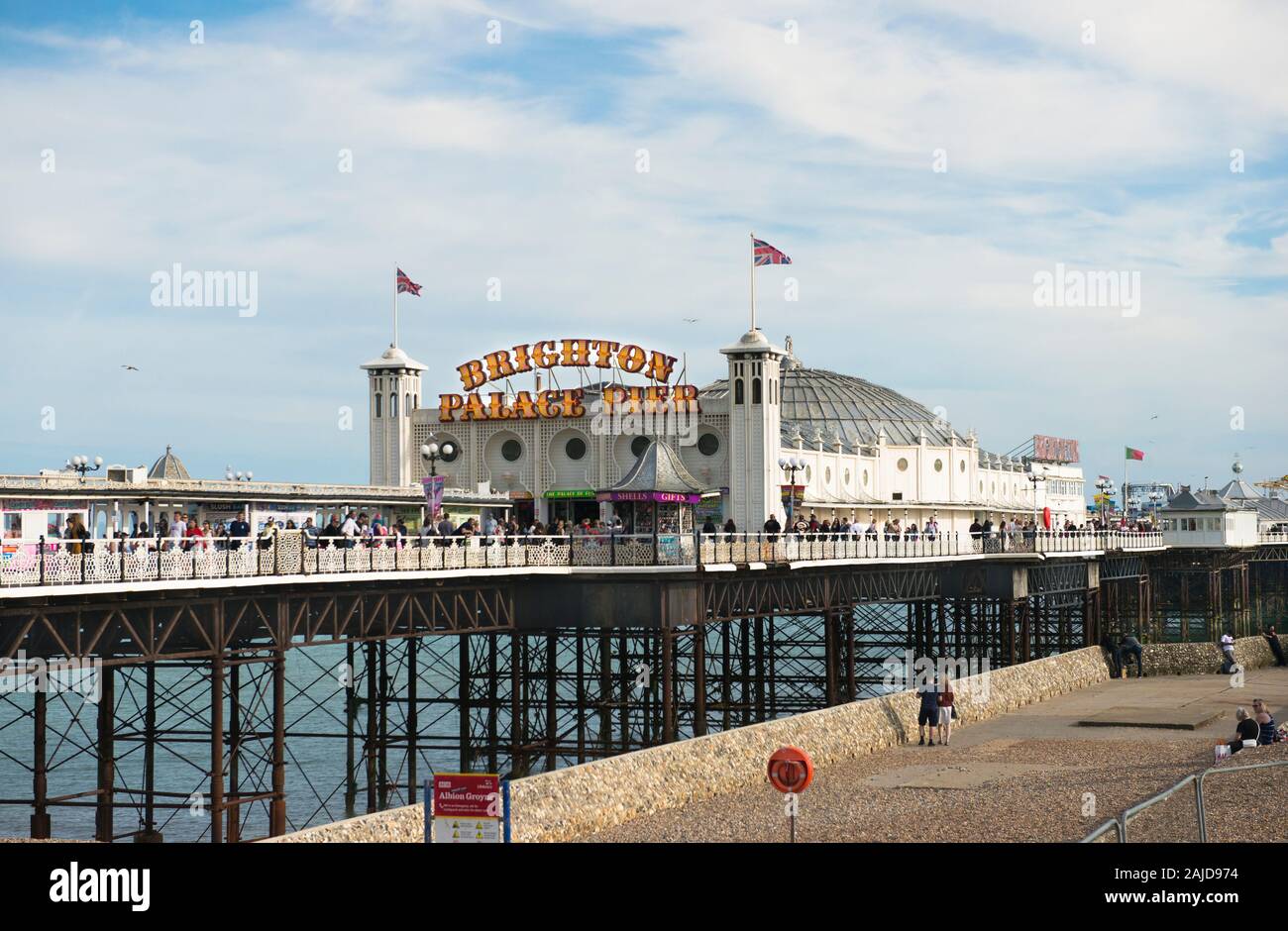 Long view, Brighton Palace Pier & Amusement Park on a sunny day ...