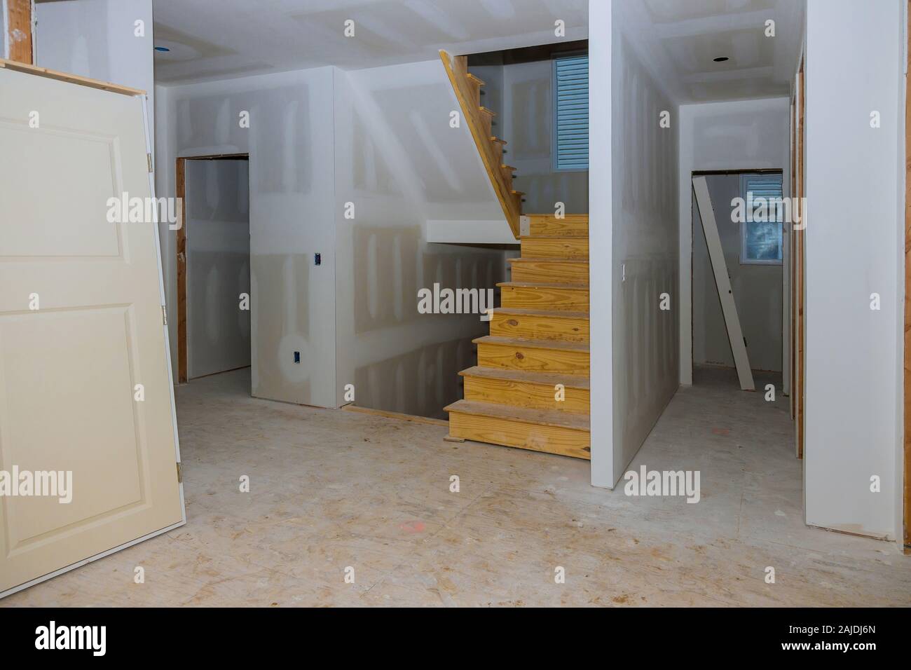 Interior construction of housing project with remodeling, rebuilding ...