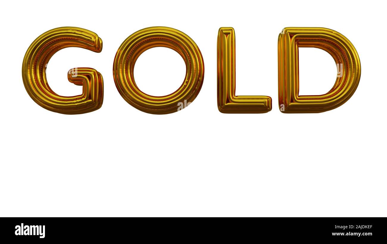 Text "Gold" in gold colored letters. 3d rendering Stock Photo - Alamy