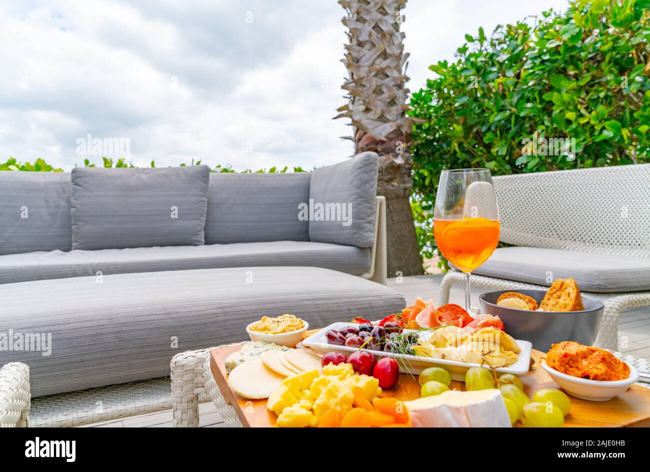 Great gourmet food on platter in casual setting Stock Photo - Alamy