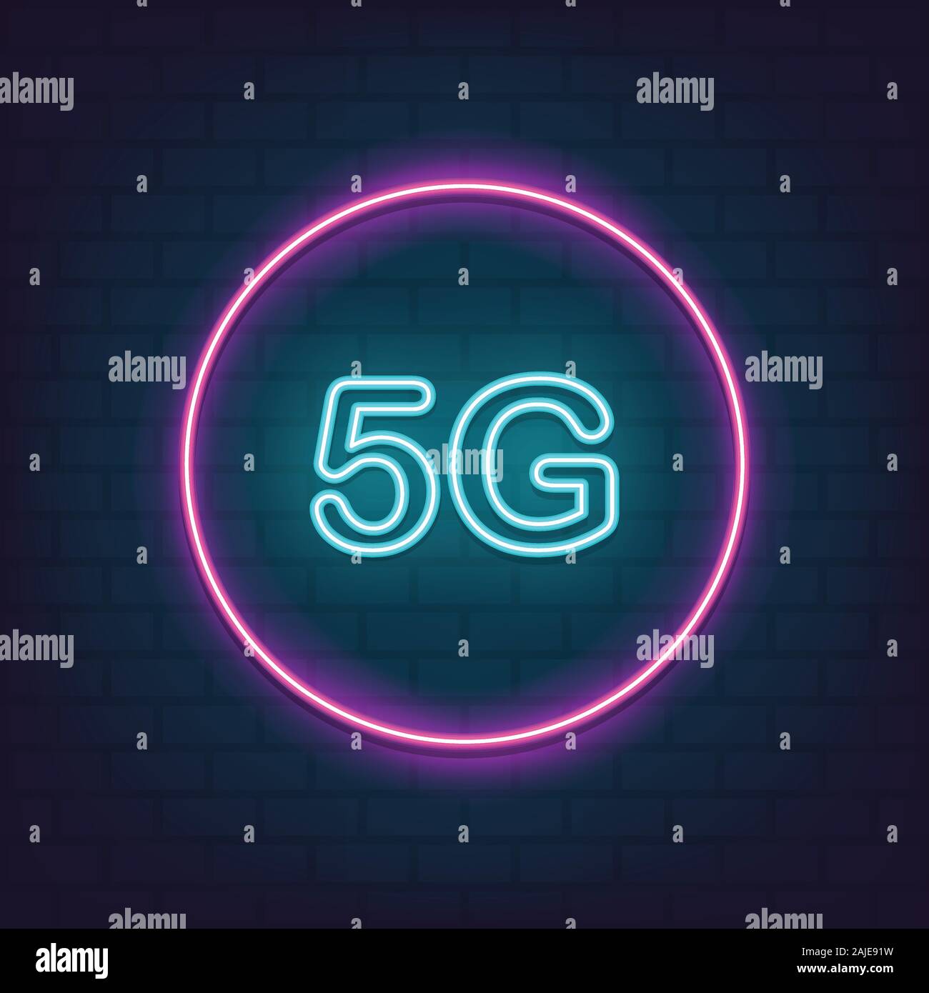 5g Wireless Internet Wifi Connection Neon Style For Graphic Design