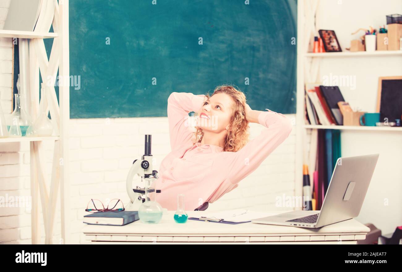 School pedagogue occupation. Stretching after hard working day. Just ...