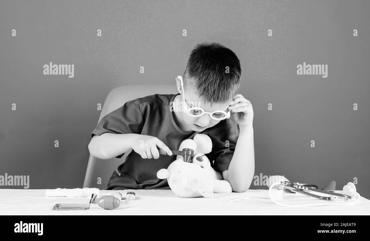 hospital. medicine and health. kid doctor with stethoscope. Treatment ...