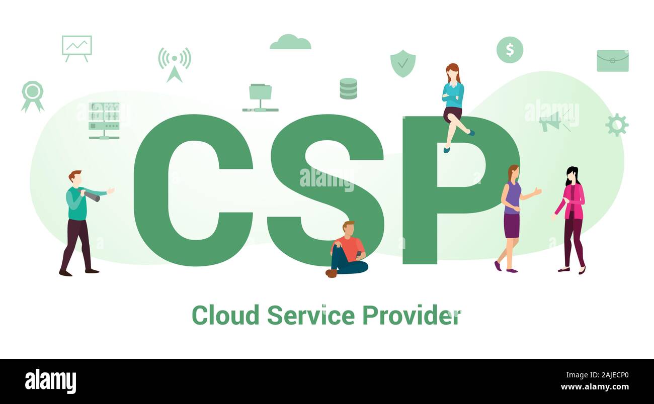 csp cloud service provider concept with big word or text and team ...