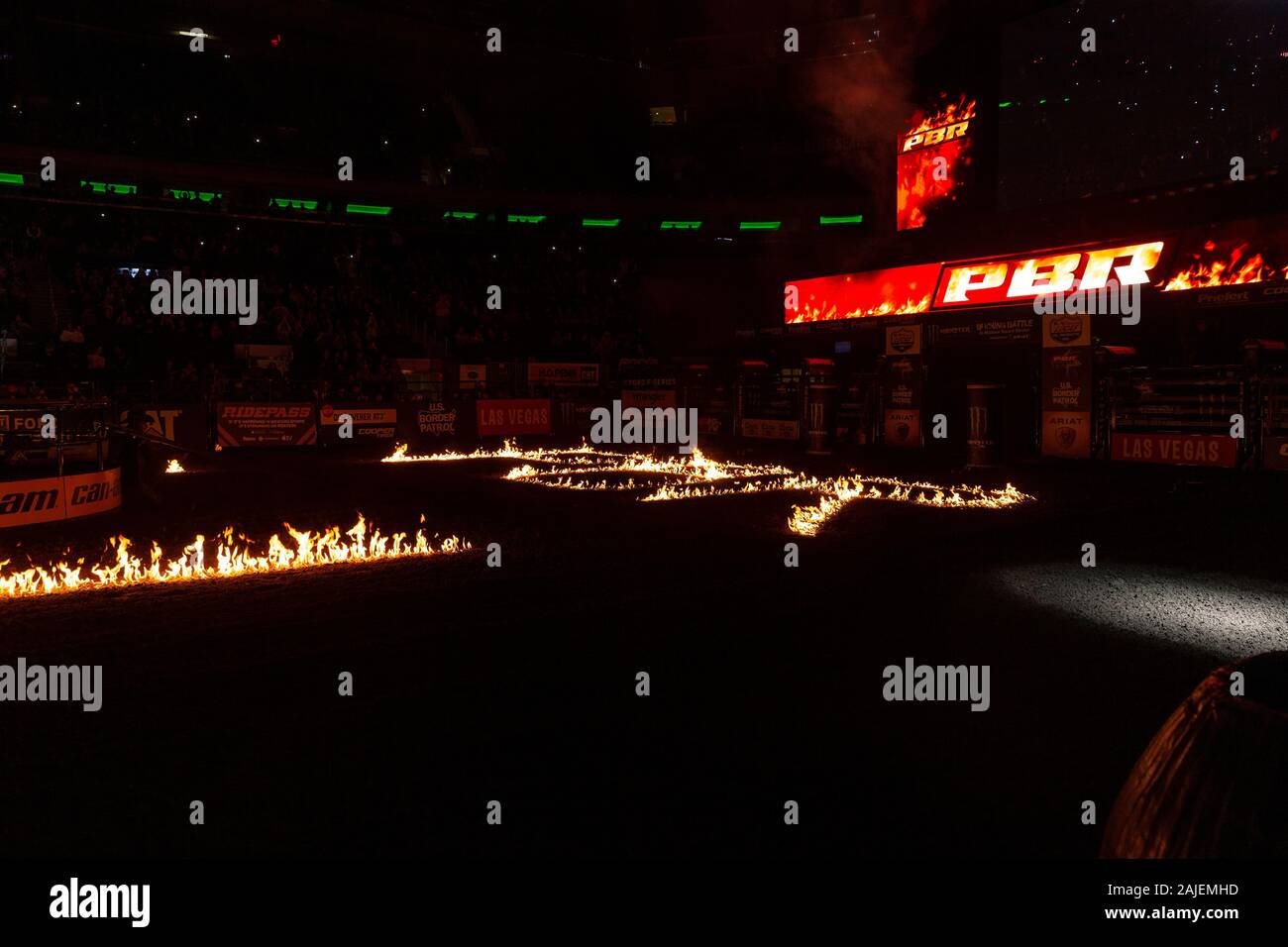 New York, NY - January 3, 2020: Opening ceremony of Professional Bull ...