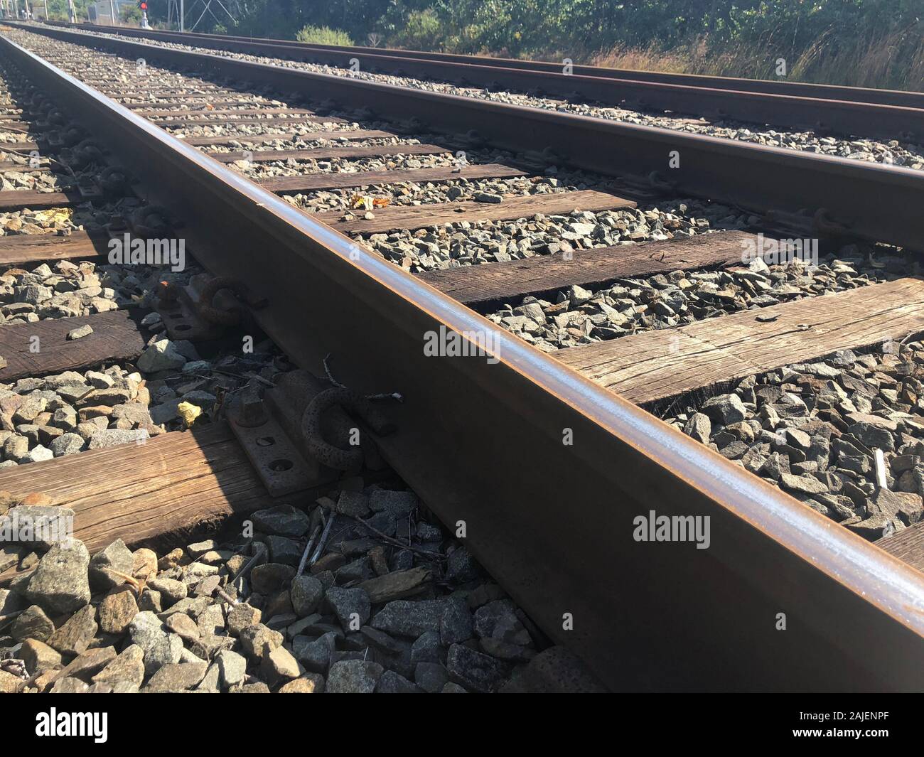 Tree lined train tracks hi-res stock photography and images - Alamy