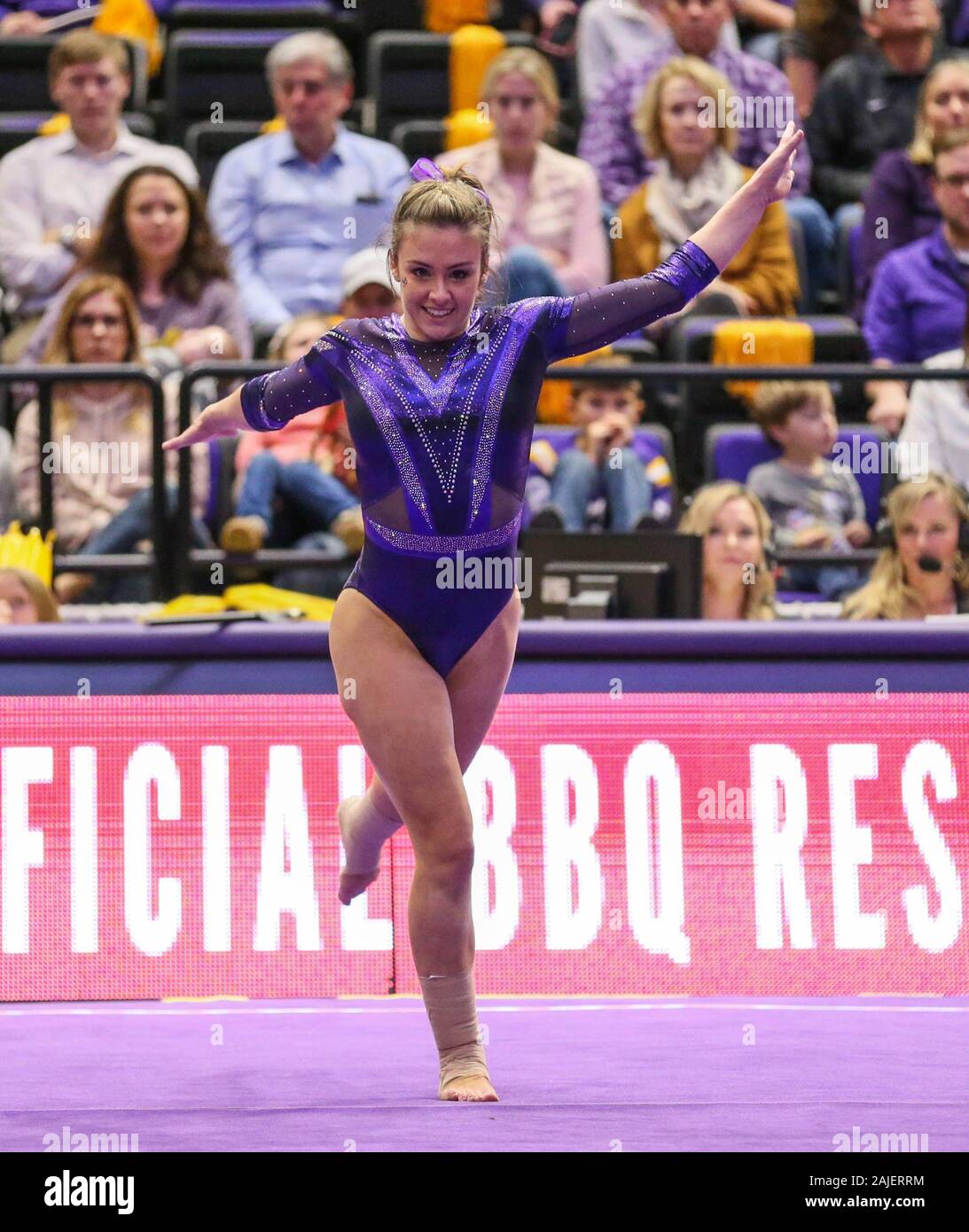 Baton Rouge, LA, USA. 3rd Jan, 2020. LSU's Ruby Harrold hits a landing ...