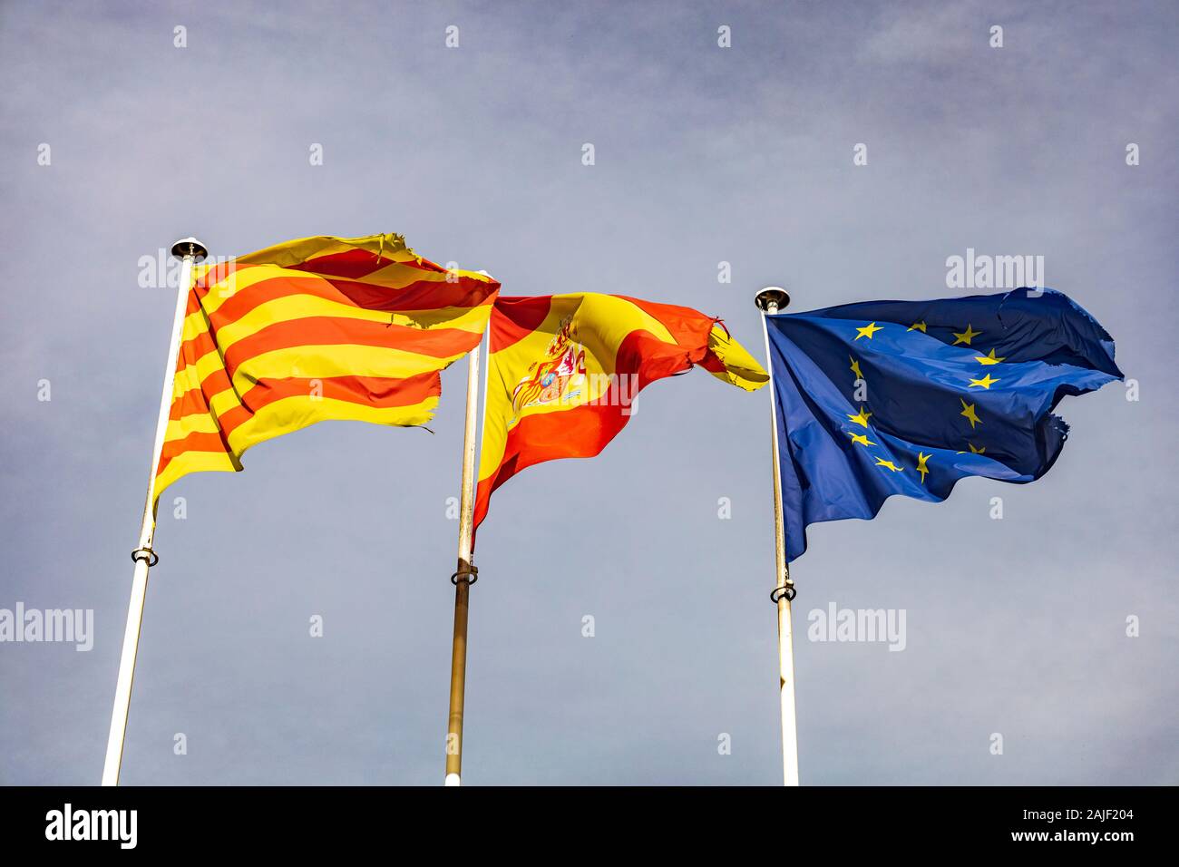 European, Spanish and Catalonian flag Stock Photo - Alamy