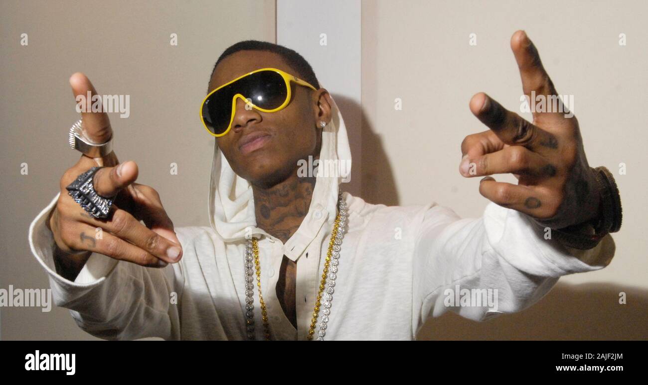 Rapper Deandre Way aka Soulja Boy at a recording studio on February 6 ...
