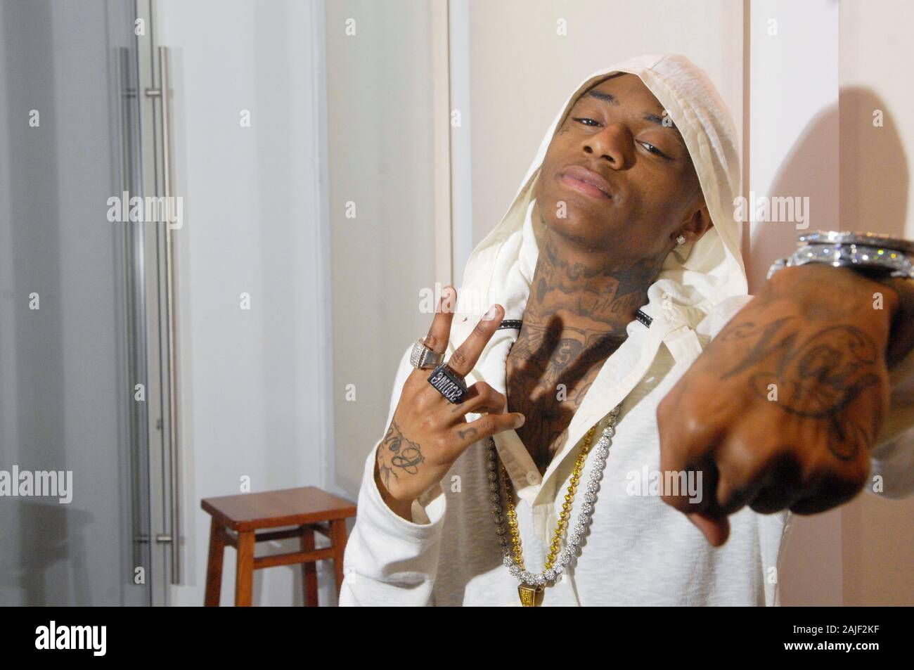 Rapper Deandre Way aka Soulja Boy at a recording studio on February 6 ...