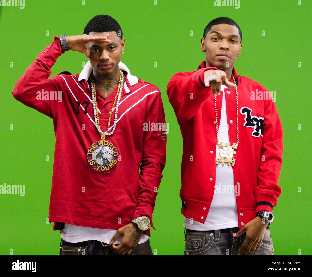 (L-R) Rapper Deandre Way aka Soulja Boy and Justin Benjamin Alex Rucker ...