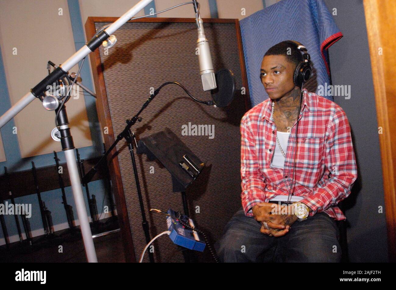 Rapper Deandre Way aka Soulja Boy at a recording studio on February 5 ...