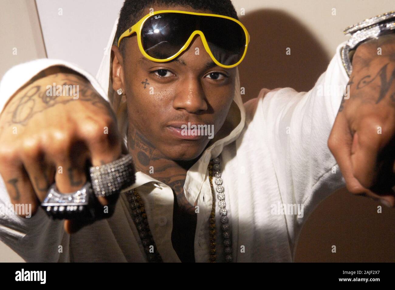 Rapper Deandre Way aka Soulja Boy at a recording studio on February 6 ...