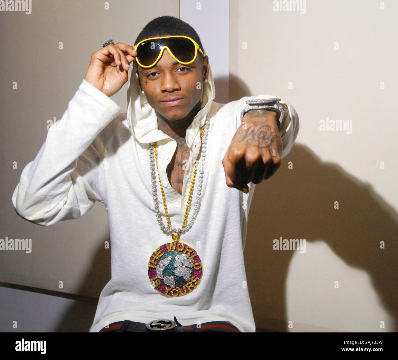 Rapper Deandre Way aka Soulja Boy at a recording studio on February 6 ...