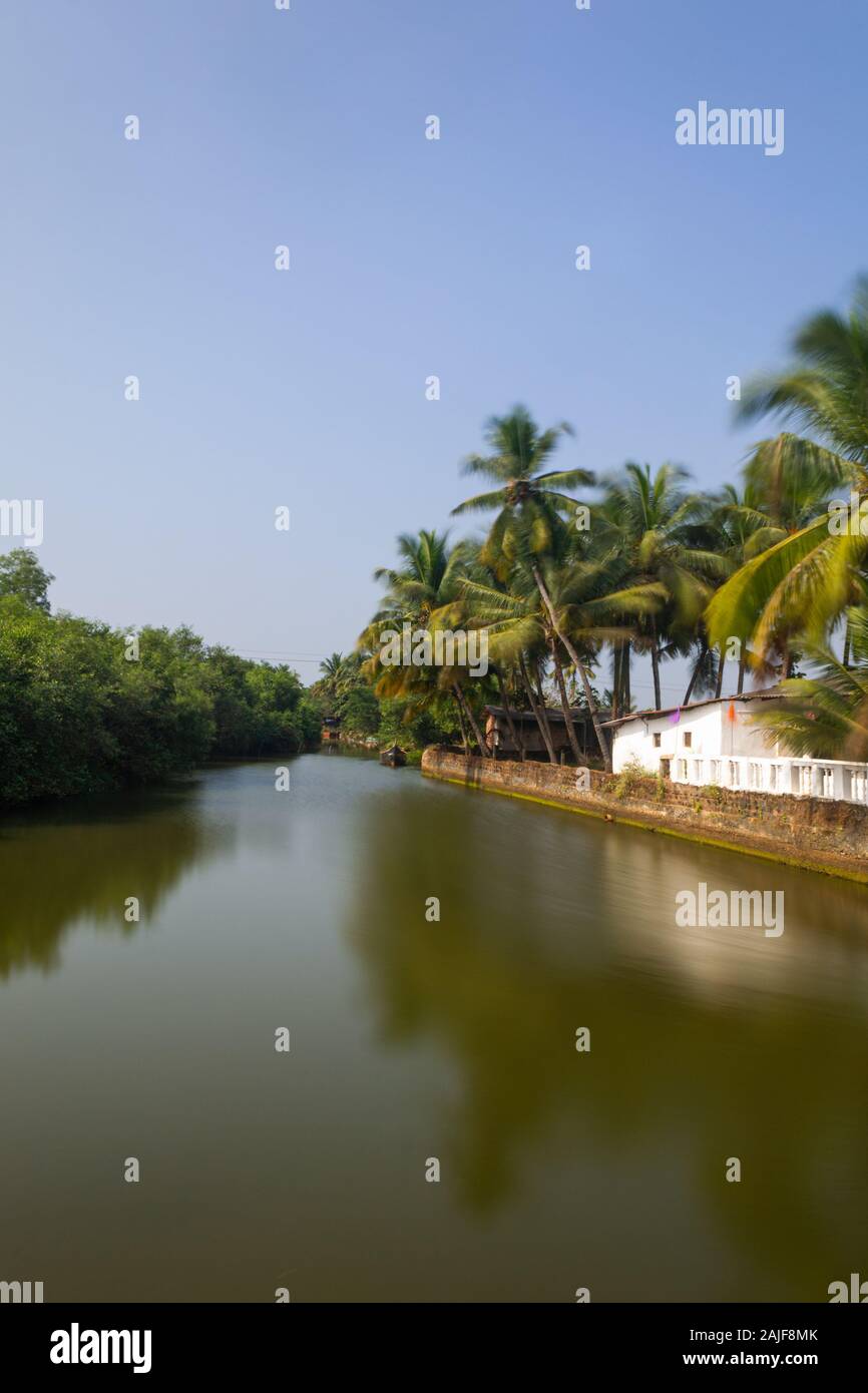 Cutbona Jetty, Goa/India- December 26 2019: Tranquil long exposure ...