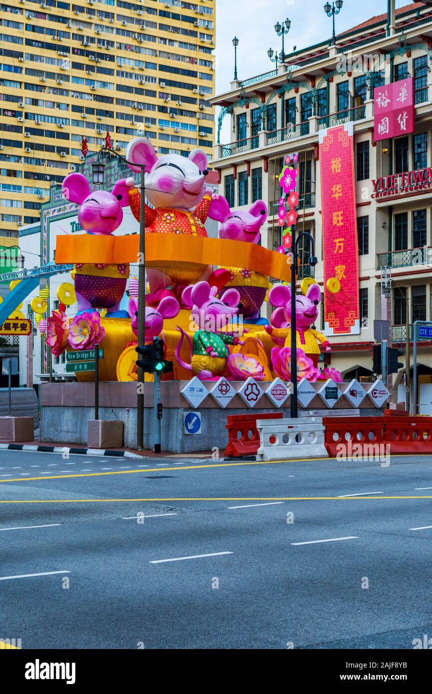 Singapore Chinatown preparing to celebrate the Year of the Rat New Year ...