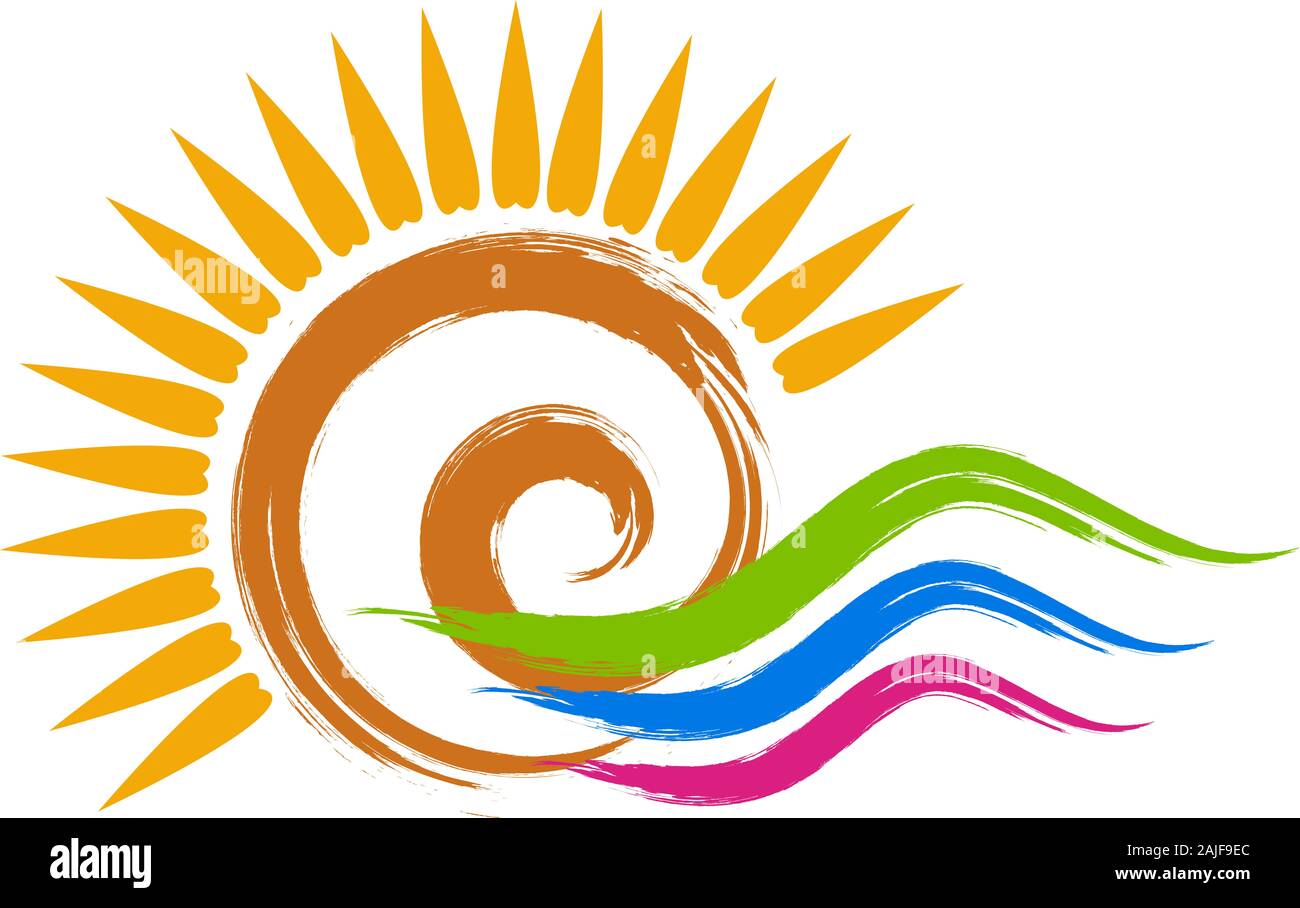 Yellow sun swirl logo hi-res stock photography and images - Alamy