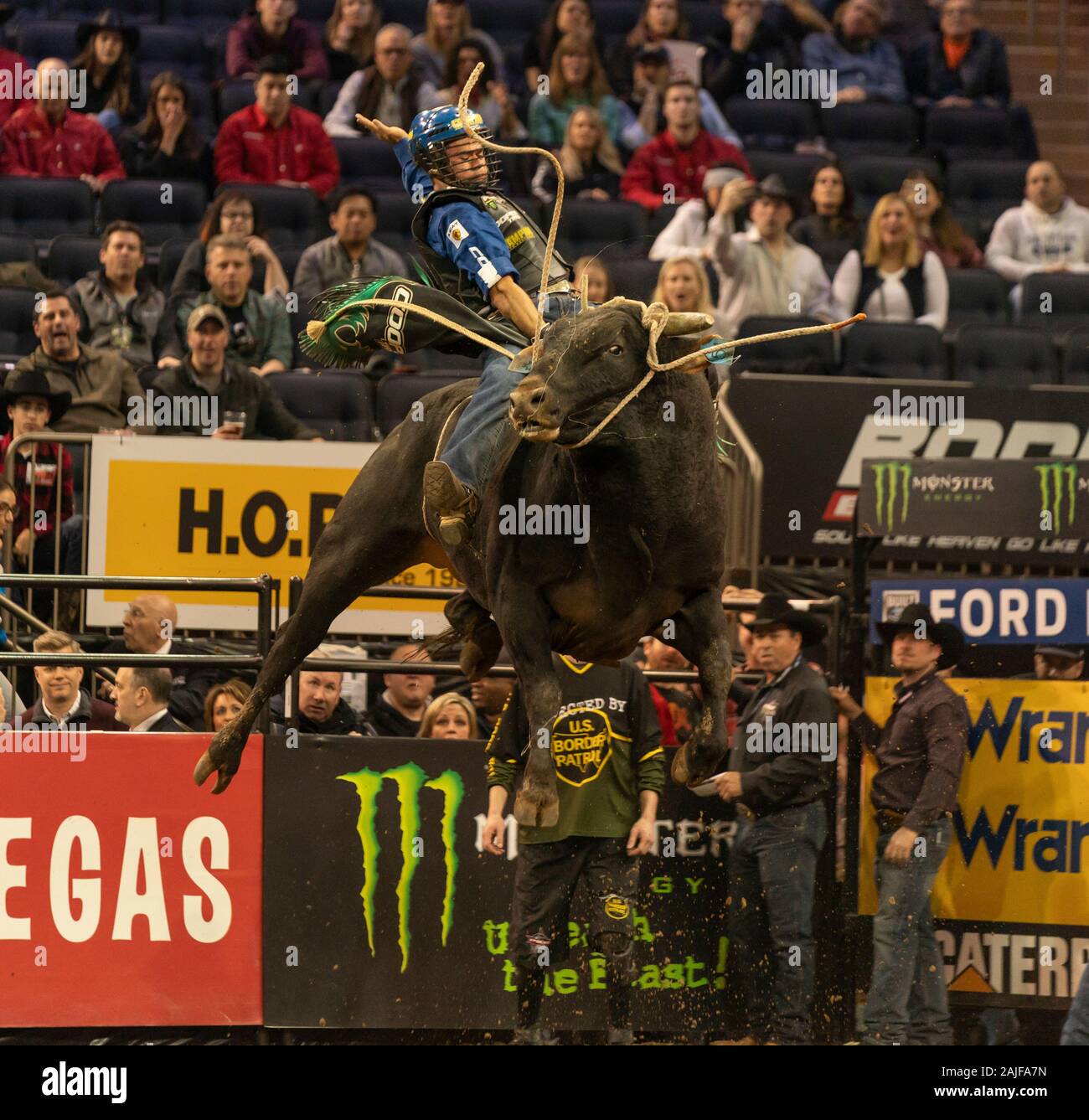 New York, NY - January 3, 2020: Kaique Pacheco rides bull during first ...