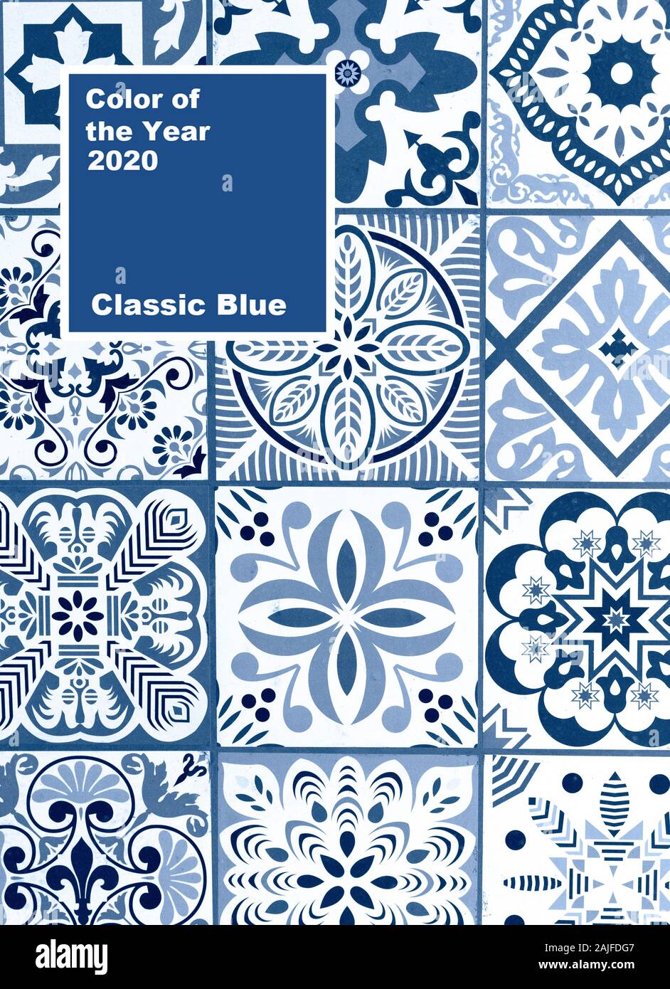 Mexican talavera blue classic background Coy2020, Color of year Stock ...