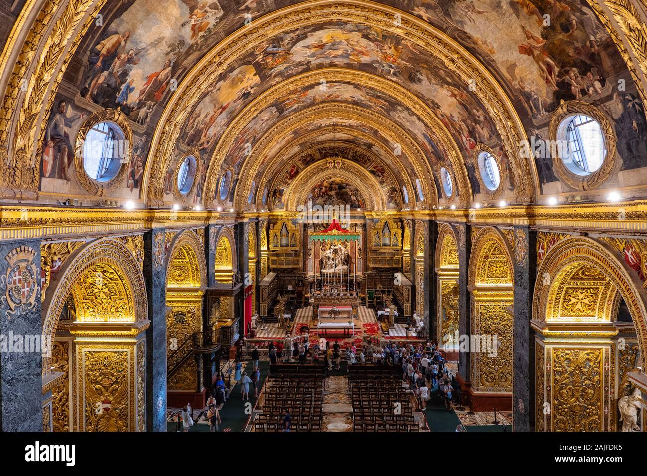 St John Co-Cathedral high Baroque interior in Valletta, Malta ...