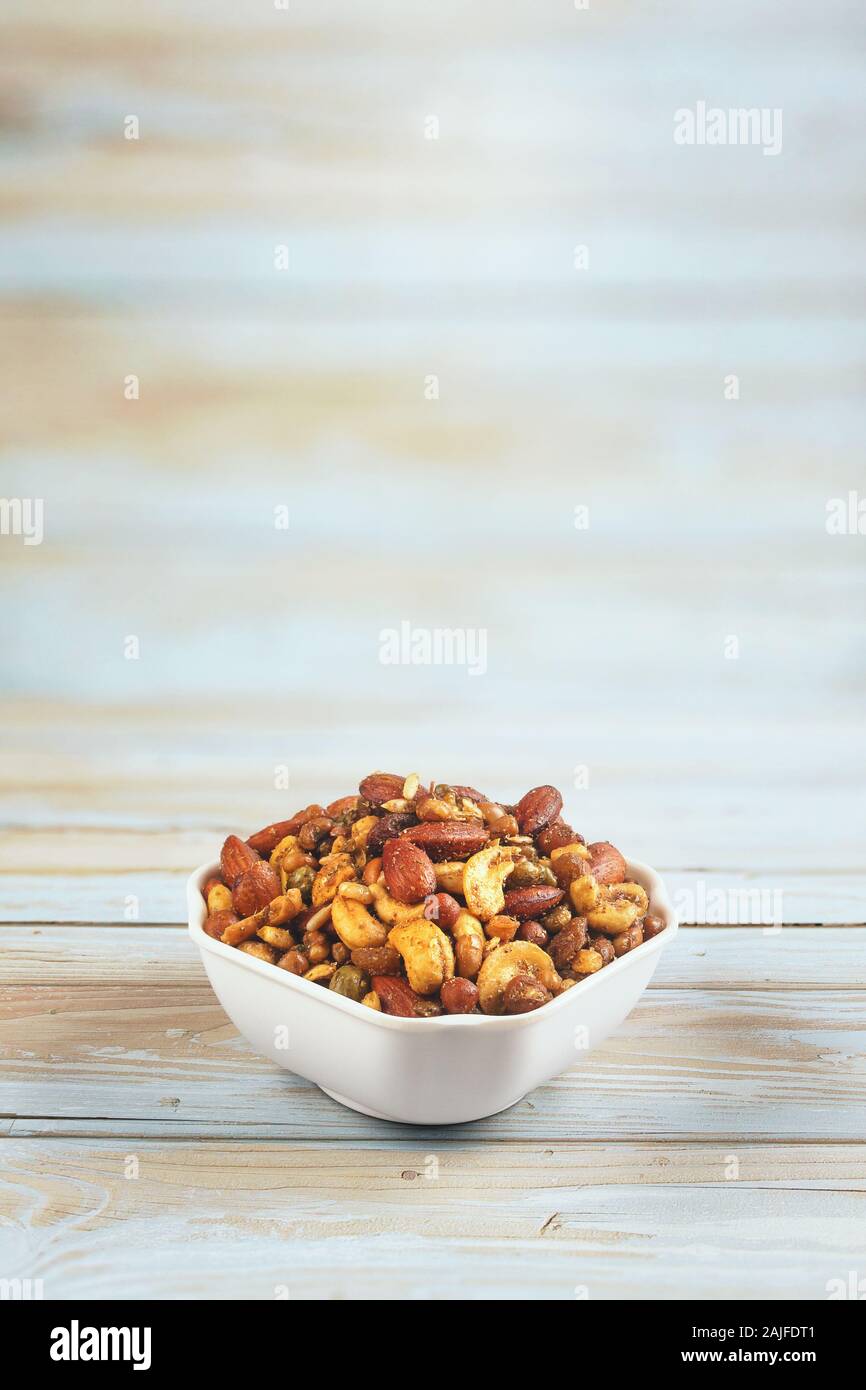 Indian traditional snack mixture with cashew nut and almond Stock Photo ...
