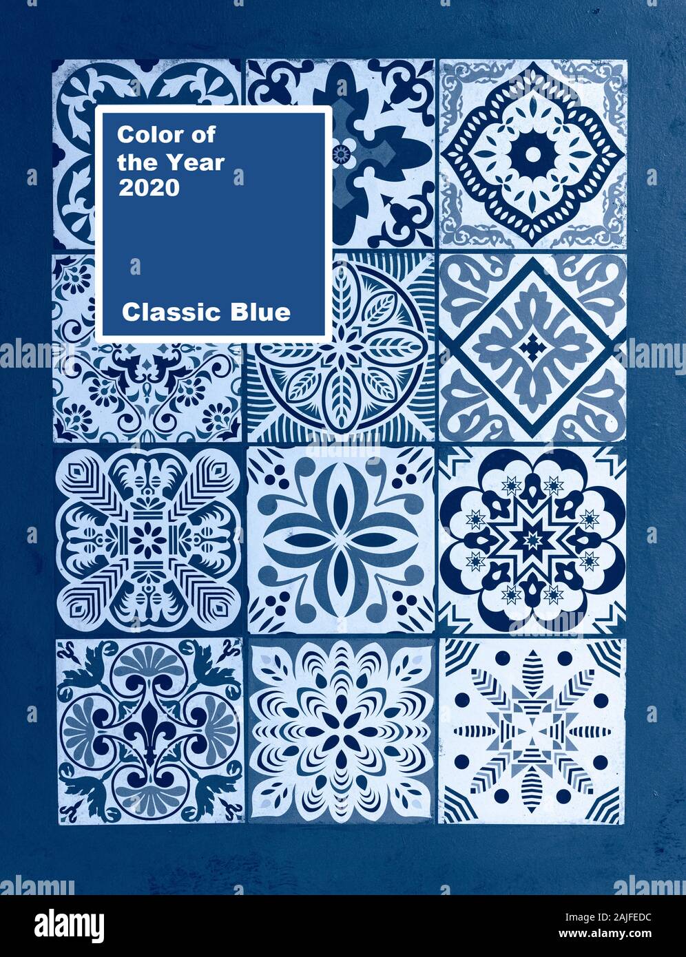 Mexican talavera blue classic background Coy2020, Color of year Stock ...