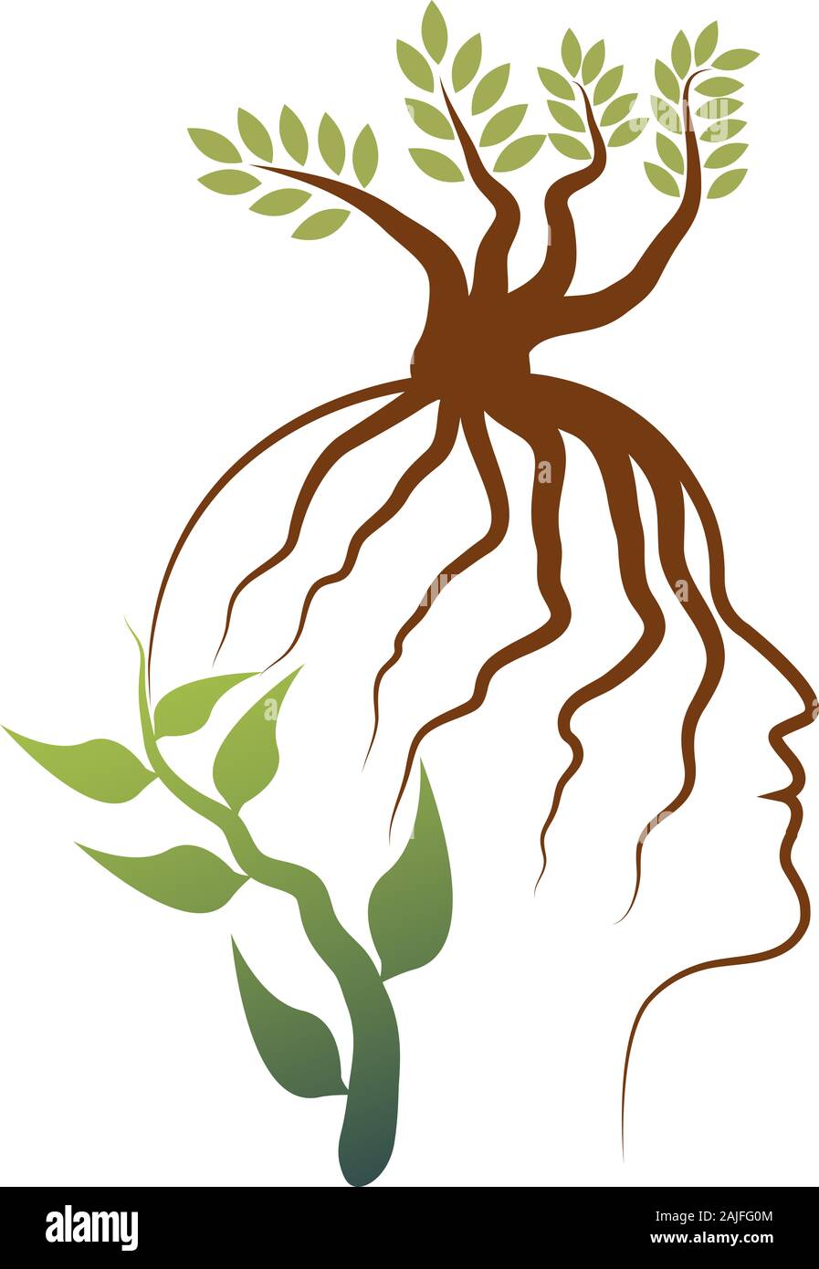 tree with root face logo Stock Photo - Alamy