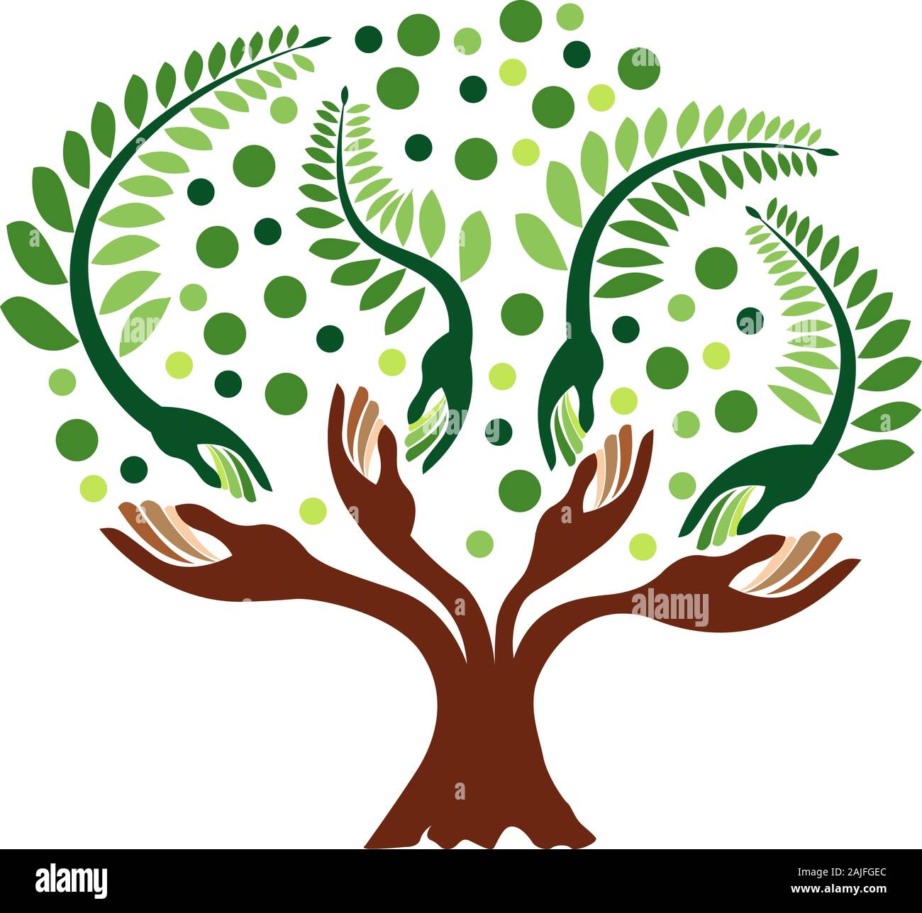 hand tree logo Stock Photo - Alamy