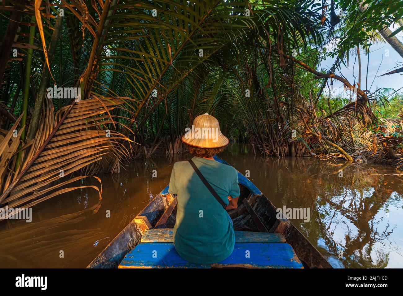 Boat tour in the Mekong River Delta region, Ben Tre, South Vietnam ...