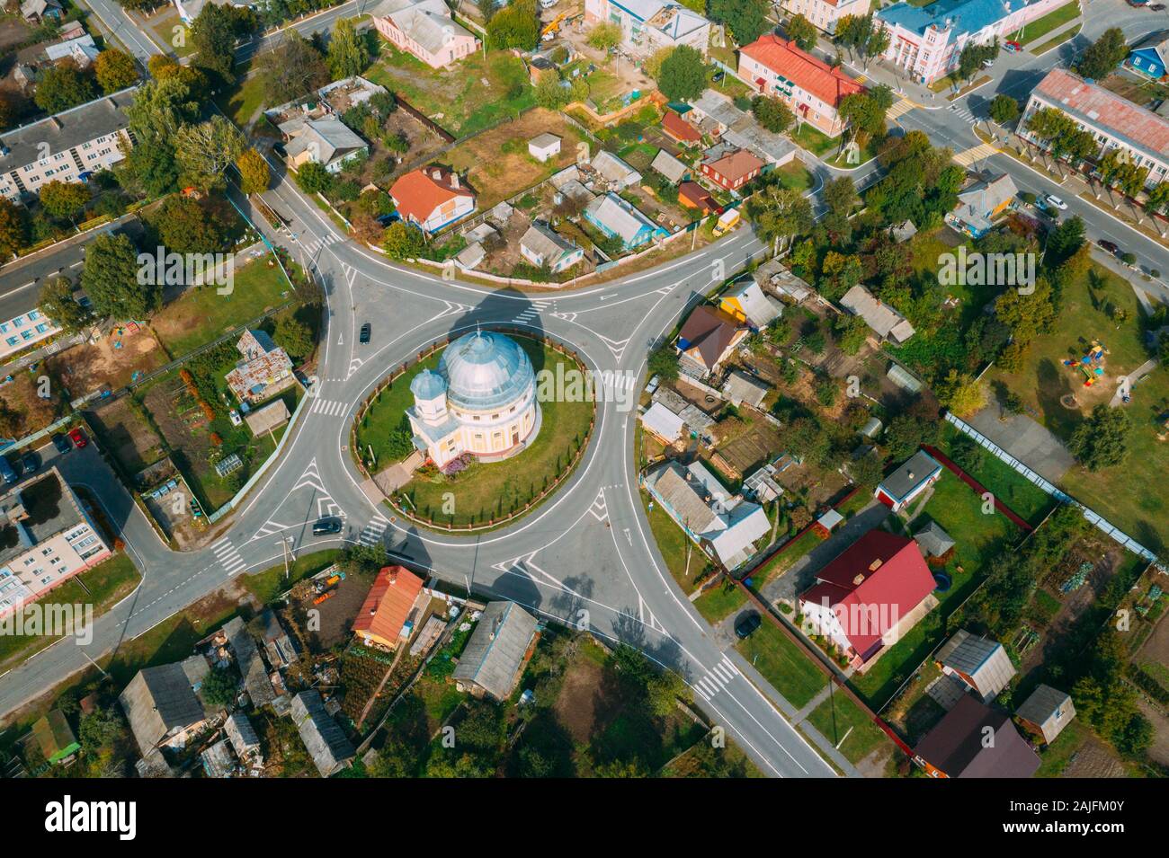Chachersk, Gomel Region, Belarus. Aerial View Of Skyline Cityscape. Old ...