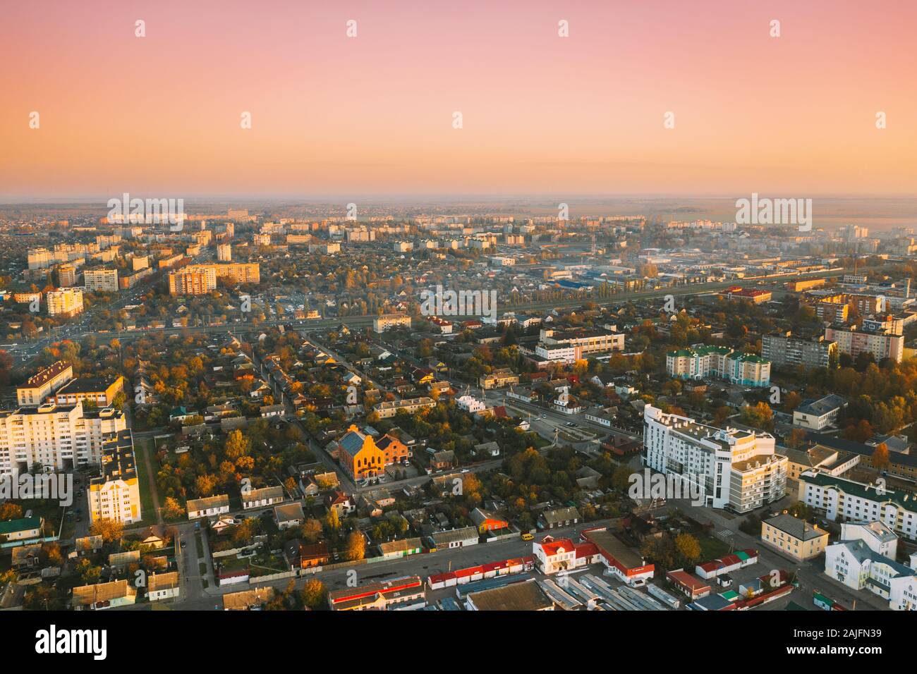 Pinsk, Brest Region, Belarus. Pinsk Cityscape Skyline In Autumn Morning ...