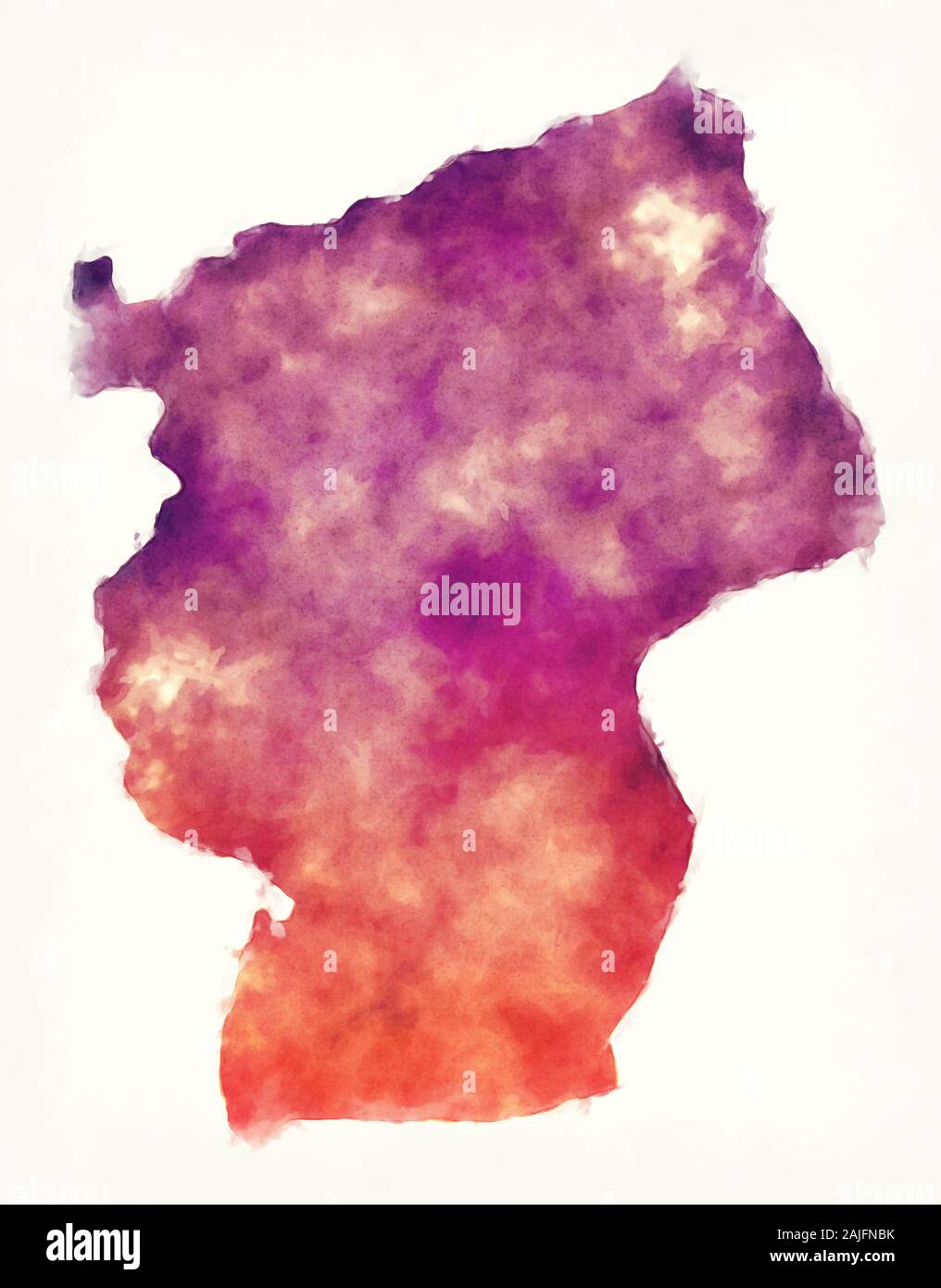 Ovorkhangai province watercolor map of Mongolia Stock Photo - Alamy