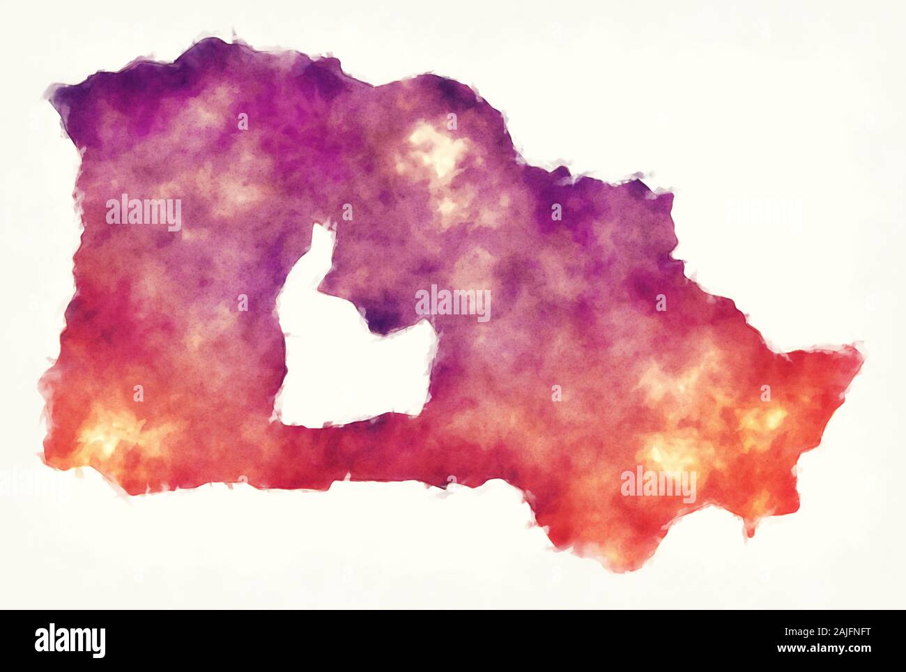 Selenge province watercolor map of Mongolia Stock Photo - Alamy