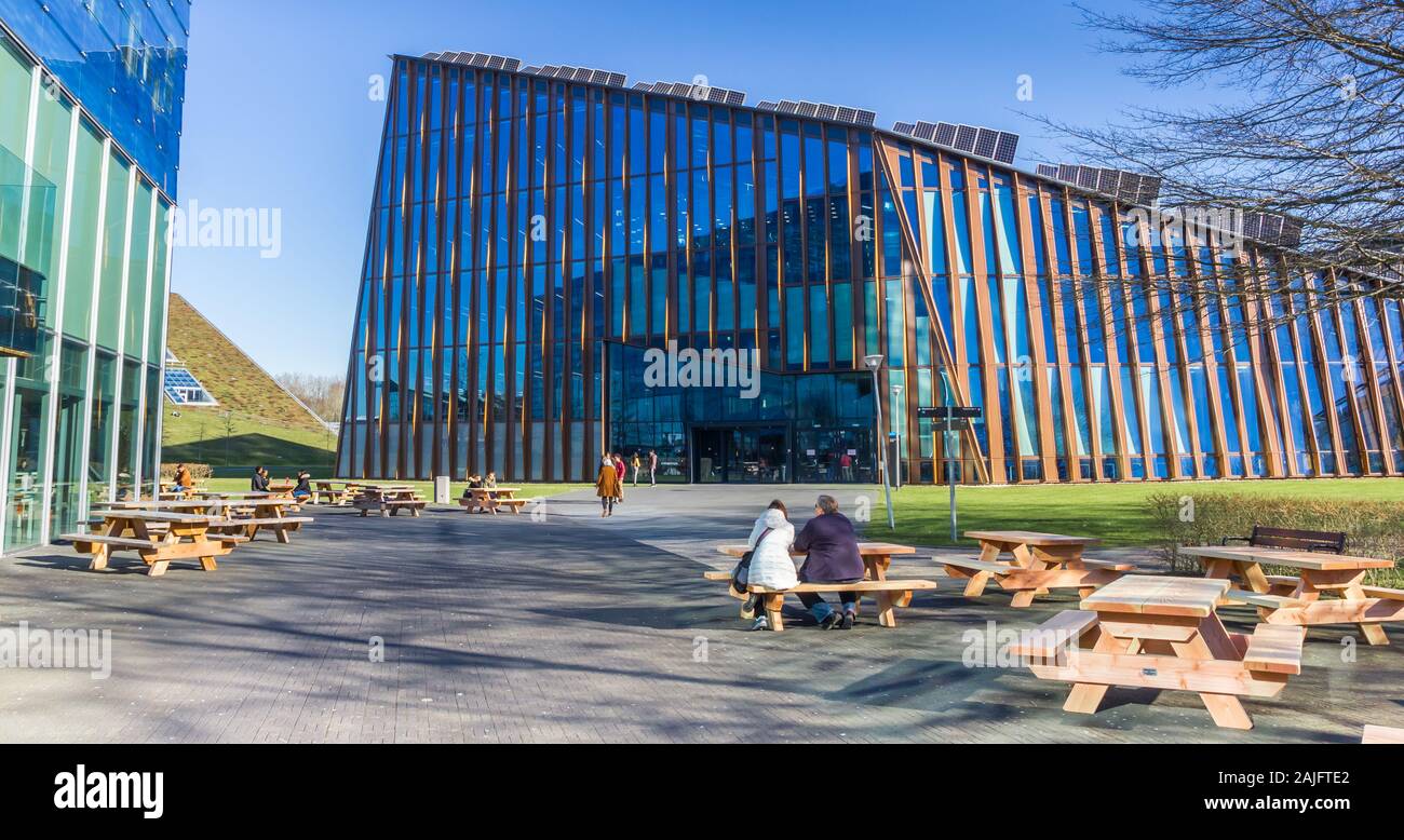 Panorama of modern architecture of the Zernike campus in Groningen ...