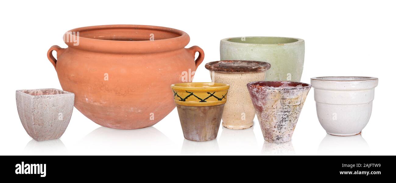 Collection with flower pots, isolated Stock Photo - Alamy