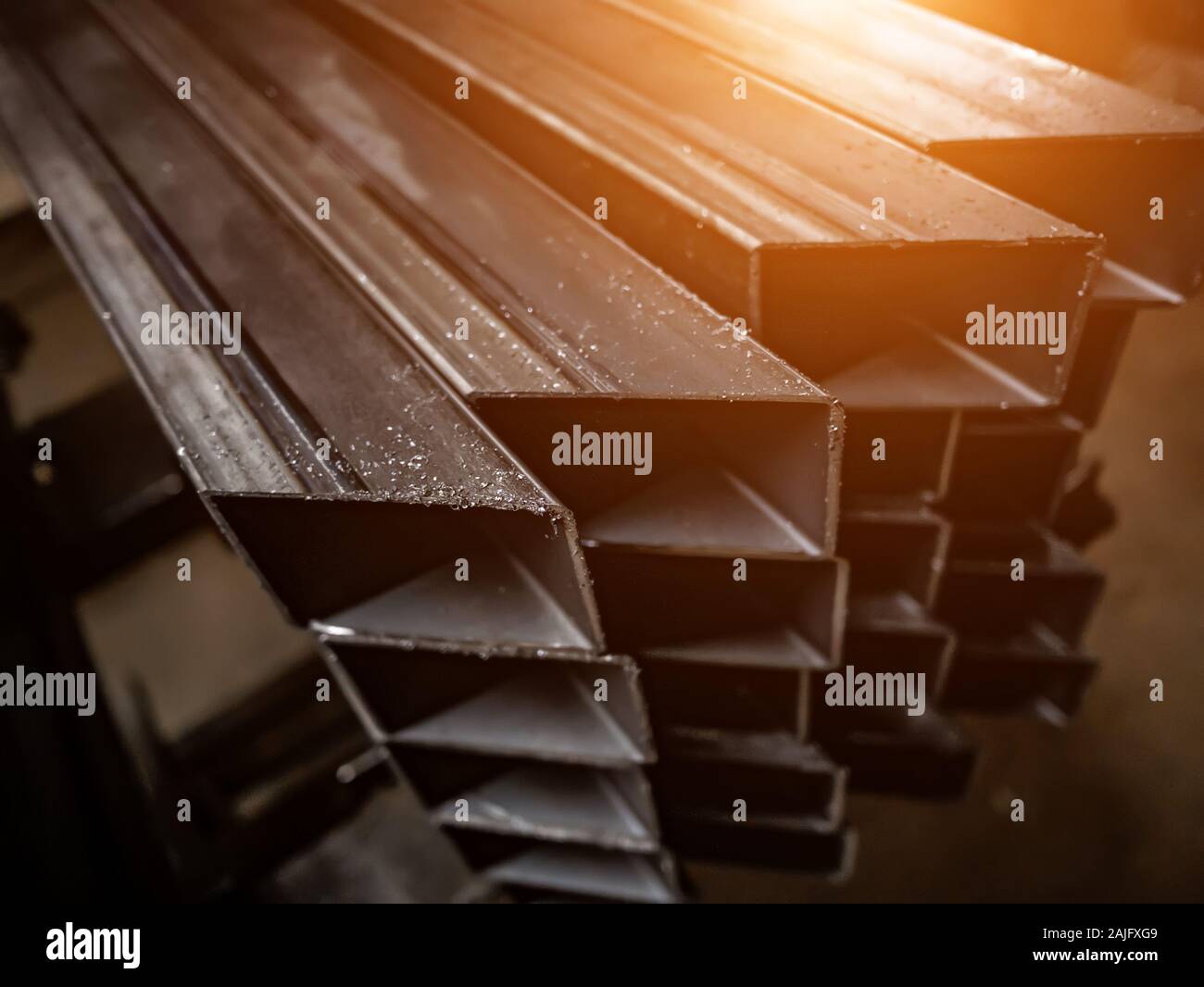 stack of metal profile cut at an angle. welding work Stock Photo - Alamy