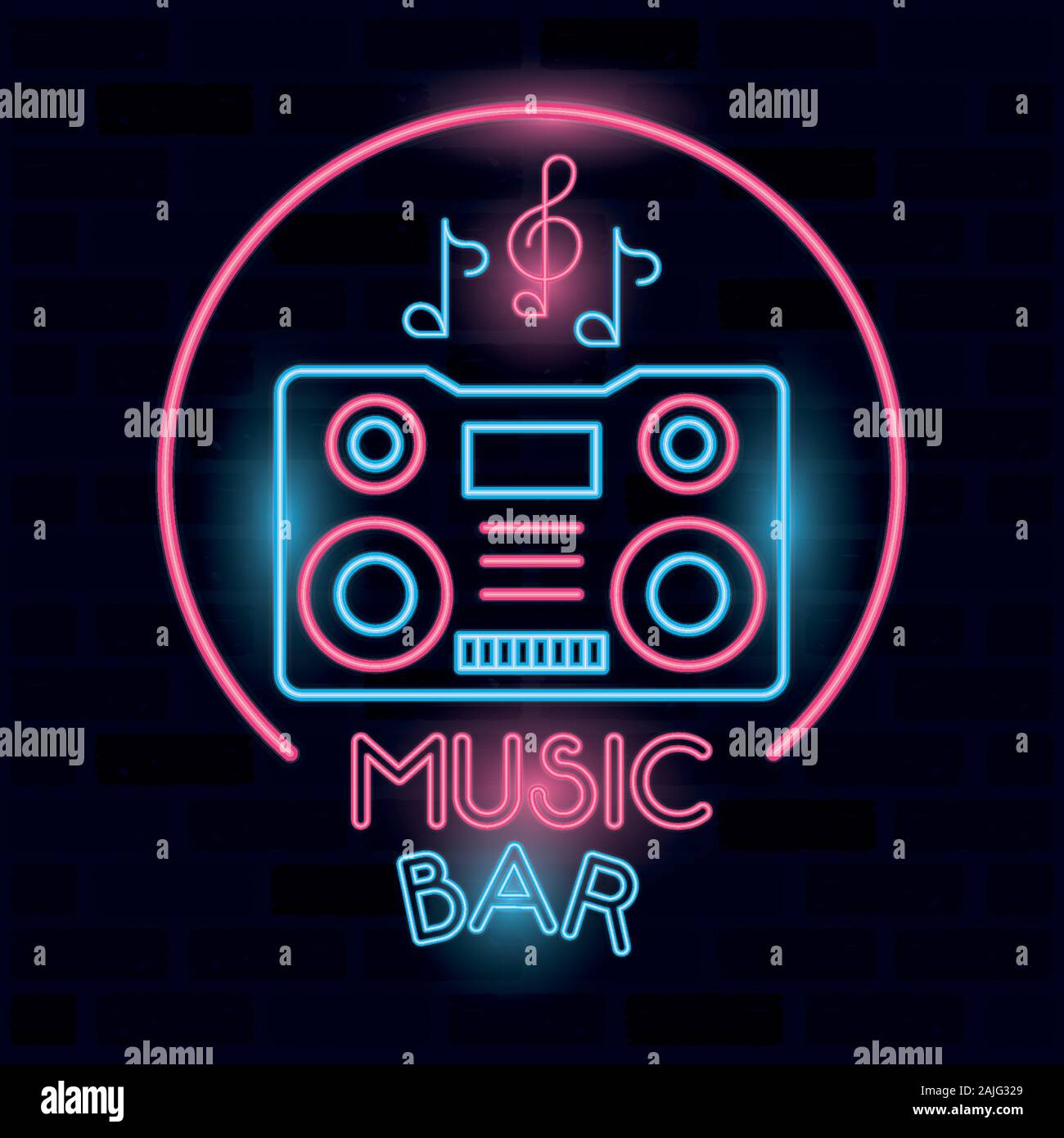 music bar label neon lights Stock Vector Image & Art - Alamy