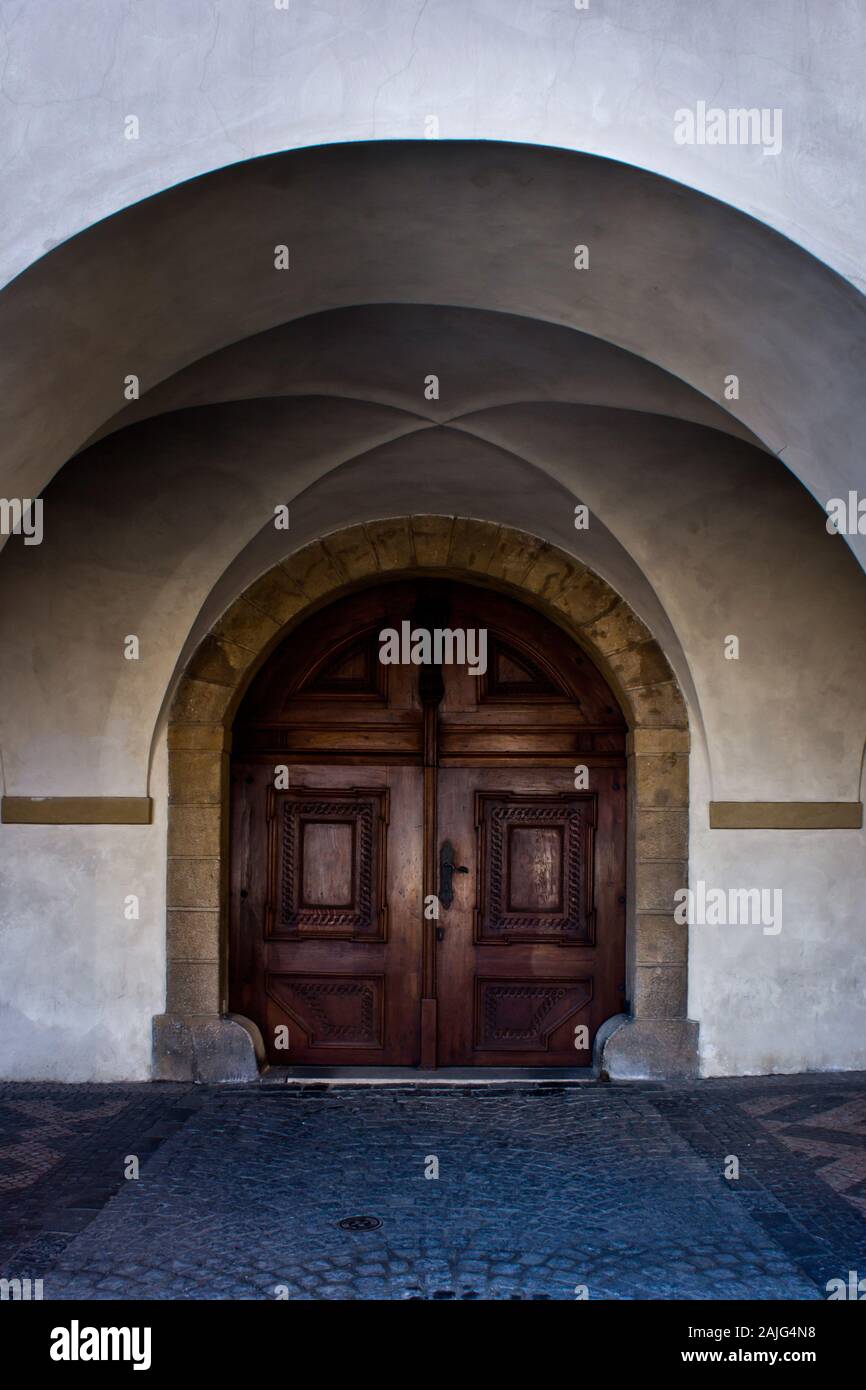old medieval portal and arches, in Prague, Czech republic Stock Photo ...