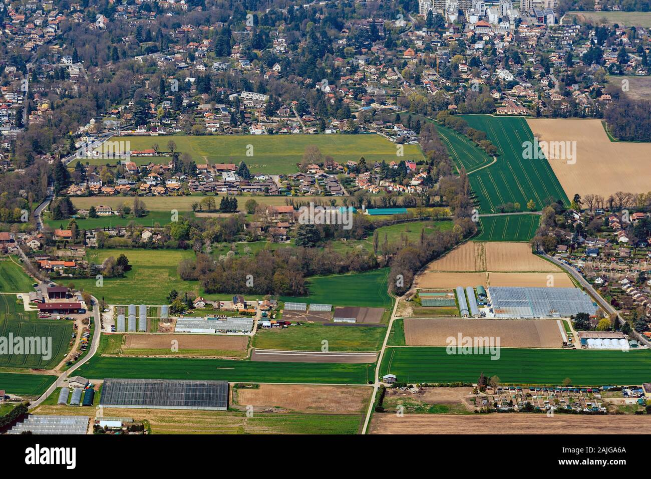Geneva, Switzerland - April 14, 2019: View of Geneva and its suburbs ...